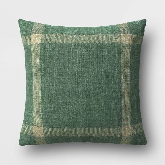 Threshold | Bedding | Oversized Woven Plaid Square Throw Pillow Green ...